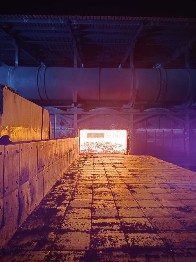 The Light of the Fire and the Darkness of the Factory Night Stock Image ...