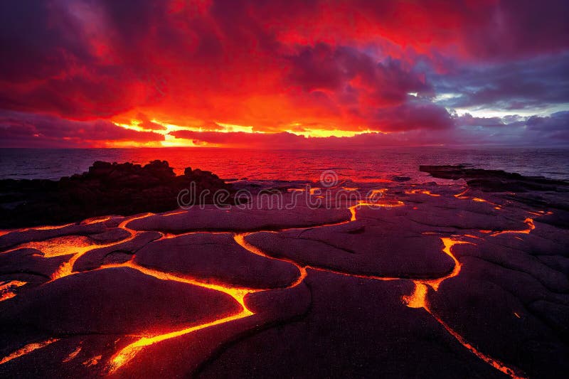Light from Fire Rising from Lava Texture Burning Volcano Stock Photo ...