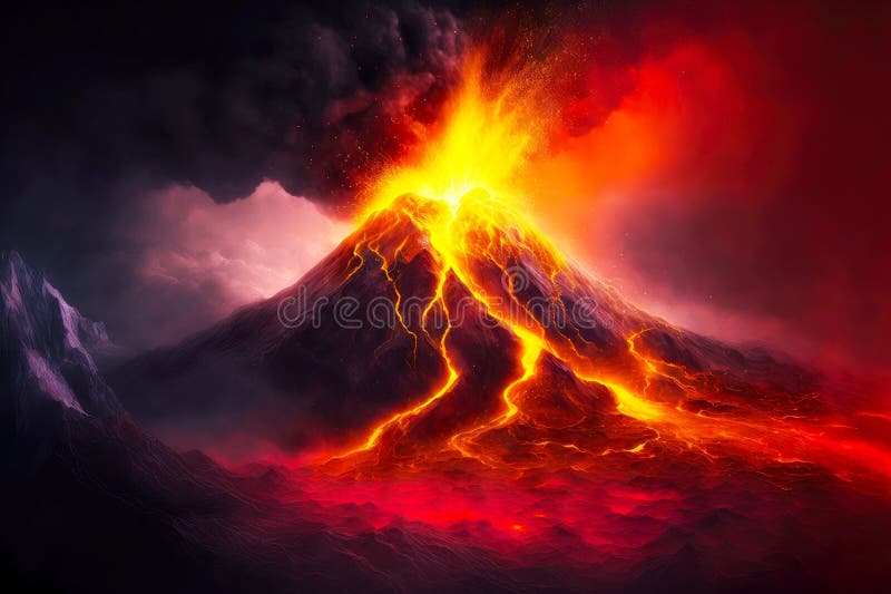 Light from Fire Rising from Lava Texture Burning Volcano Stock ...
