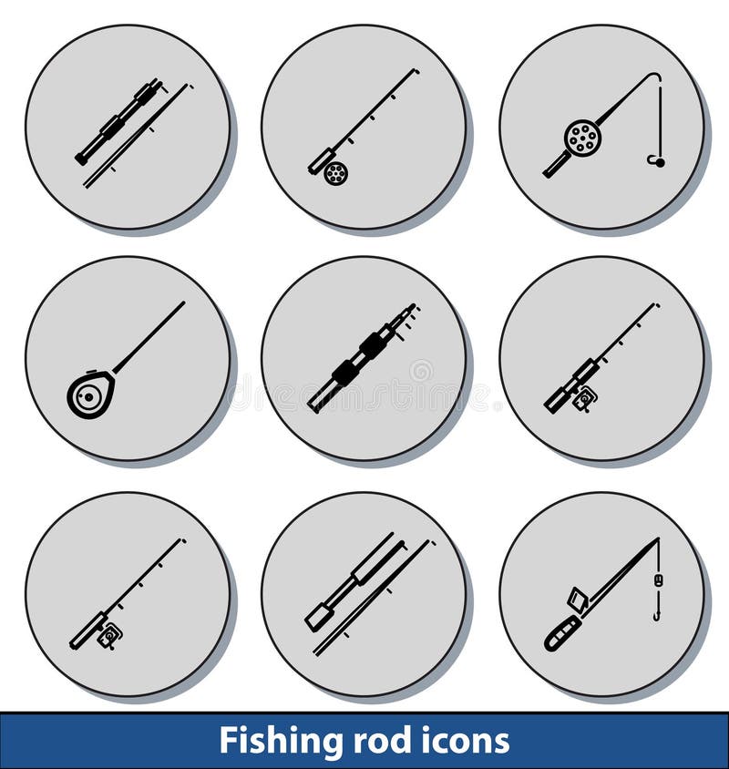 Light fishing rod icons stock vector. Illustration of equipment - 67652799