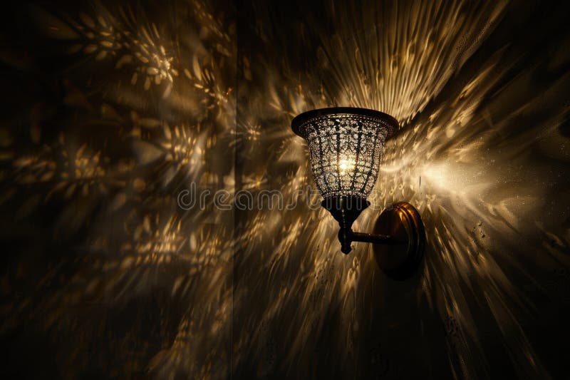 A Light Fixture Mounted on a Wall in a Dark Room. Suitable for Interior ...