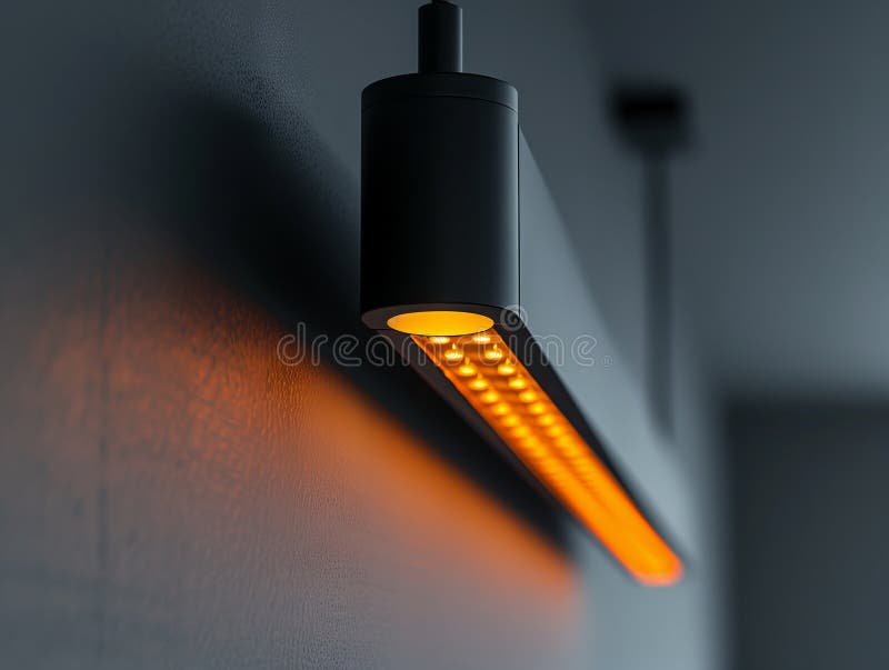 A Light Fixture with an Orange Light on the Wall Generative AI Stock ...