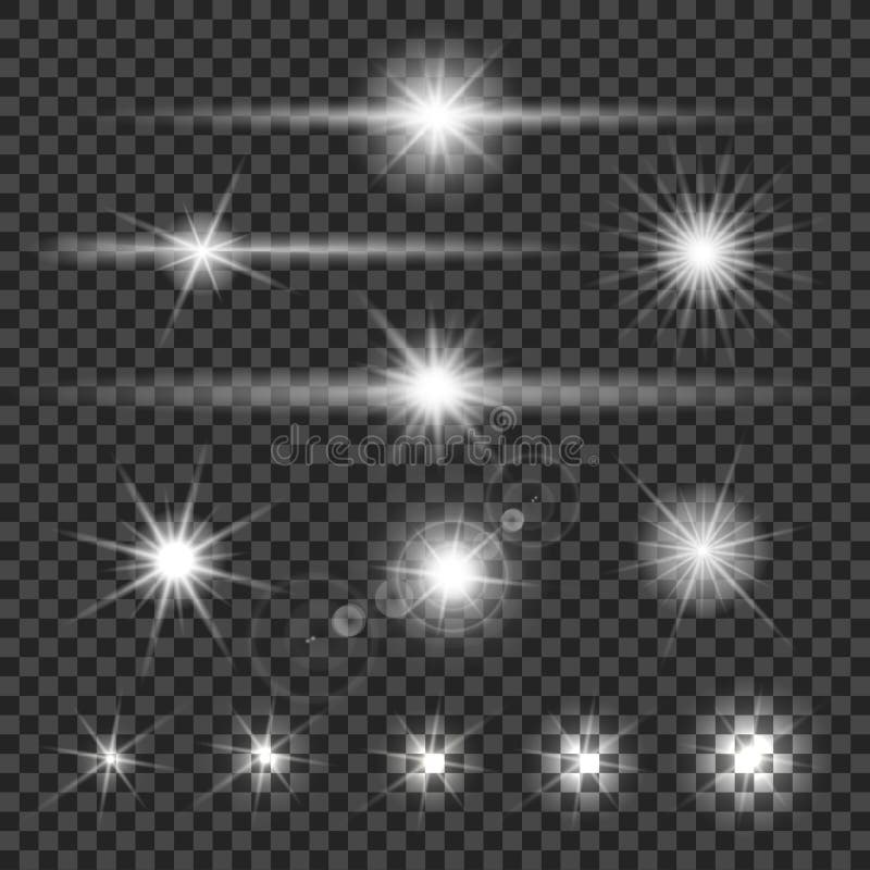 Light Flare Glowing Flashlight Effect Set on Transparent Background ...