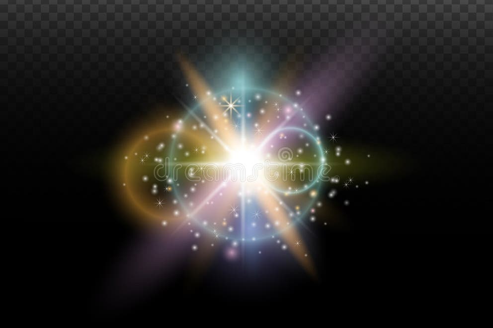 Light Flash Effect with Flares and Glow on a Transparent Background ...