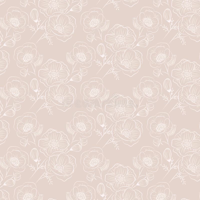 Light Floral Pattern. Floral Ornament in Beige Colors. Stock Vector ...