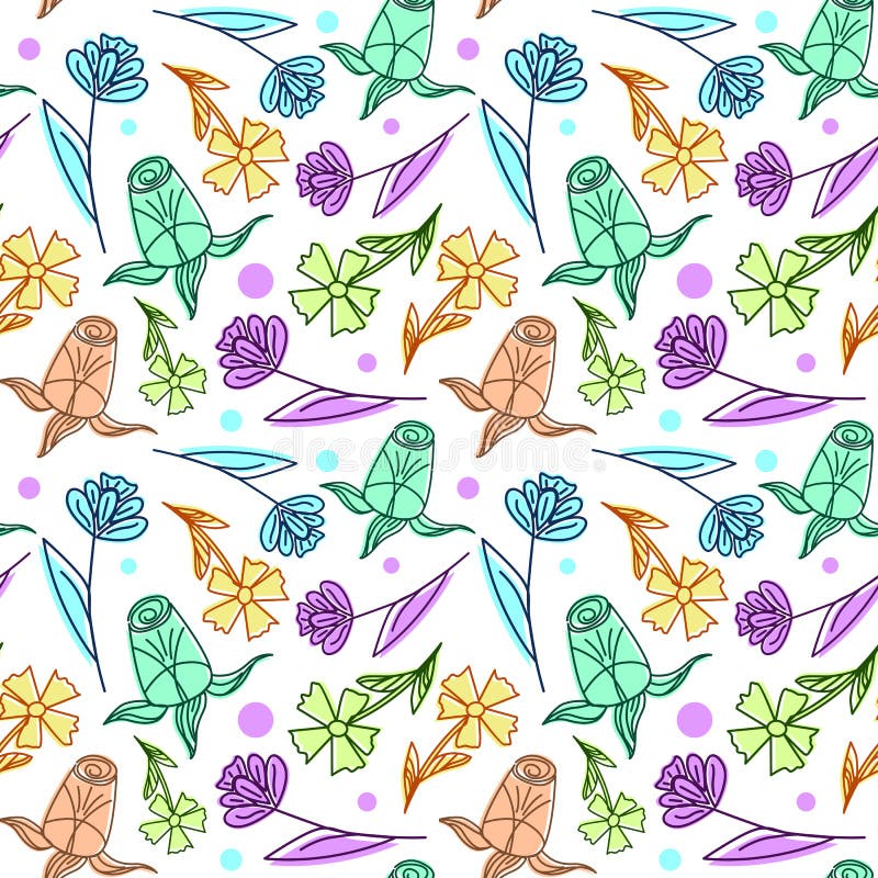 Light Floral Seamless Pattern Color for Kids Stock Vector ...