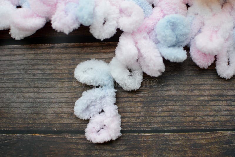 Light Fluffy Baby Blanket on Dark Wooden Background Stock Image - Image ...