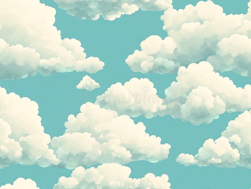 Light Fluffy Clouds Seamless Pattern on a Bright Blue Sky Background ...