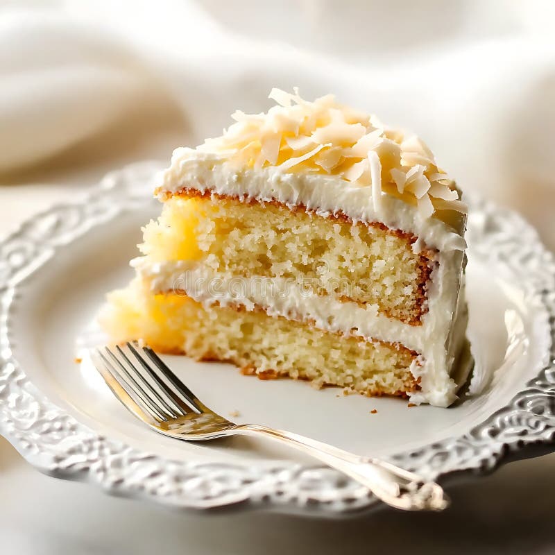 Light and Fluffy Coconut Cake Topped with Shredded Coconut Stock ...