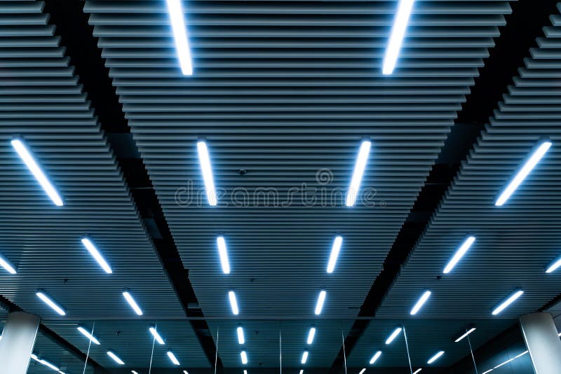Light of Fluorescent Lamp on Ceiling. Stock Image - Image of horizontal ...
