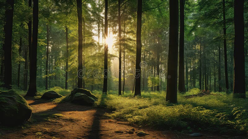 Light forest sun stock image. Image of serene, atmosphere - 317297845