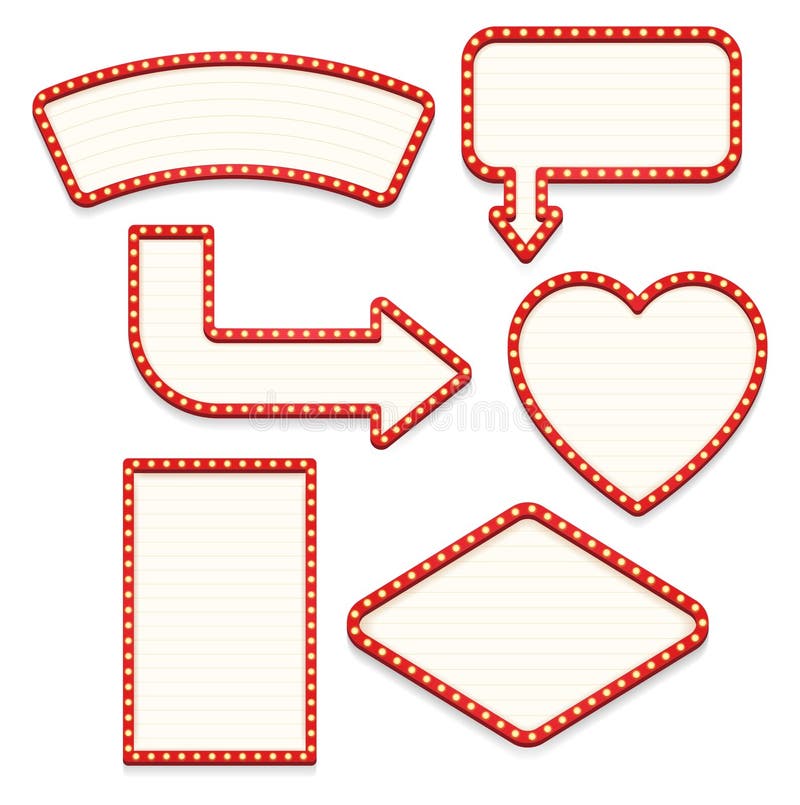 Light Frame Retro Billboard Decoration Banner Different Shape Stock ...