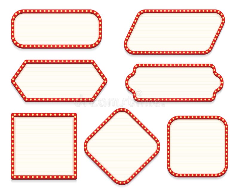 Light Frame Retro Billboard Decoration Banner Different Shape Stock ...