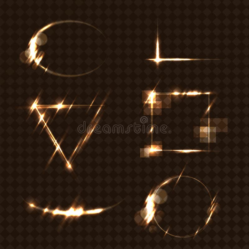 Light Frame Set with Light Effects on Transparent Background. Stock ...