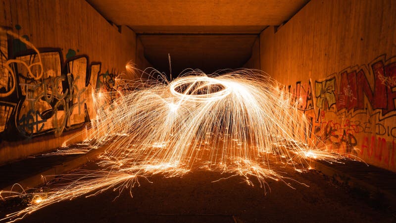 The Light in Front is Moving Behind the Light and it Has Sparks Stock ...