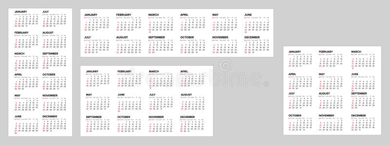 Light Full Year Calendar Templates for the Year 2024 (starts Sunday ...