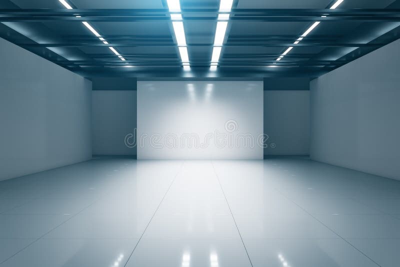 Light Futuristic Gallery Interior with Mock Up Place. Stock ...