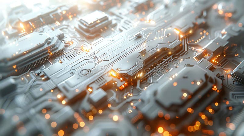 Light Futuristic Tech Background with Microchip Design Stock Photo ...