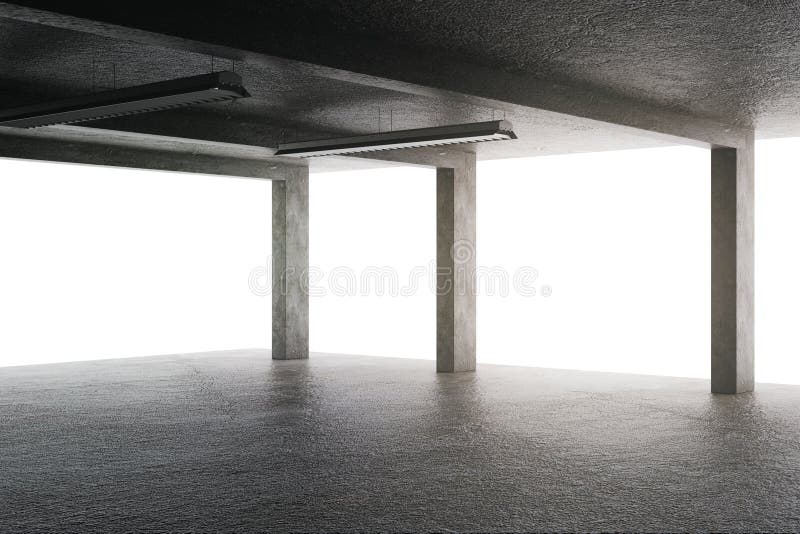 Light garage with columns stock illustration. Illustration of inside ...