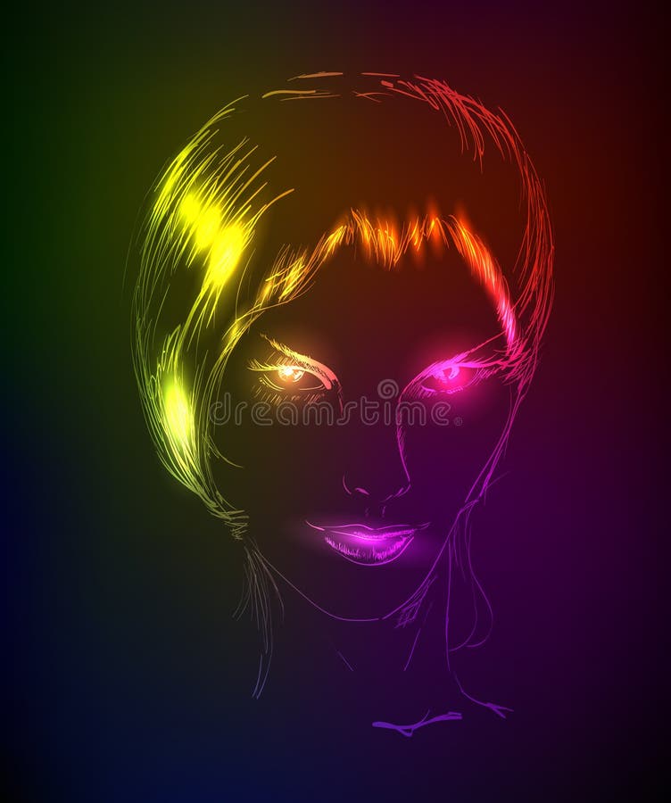 A light girl face. stock vector. Illustration of lady - 25222204