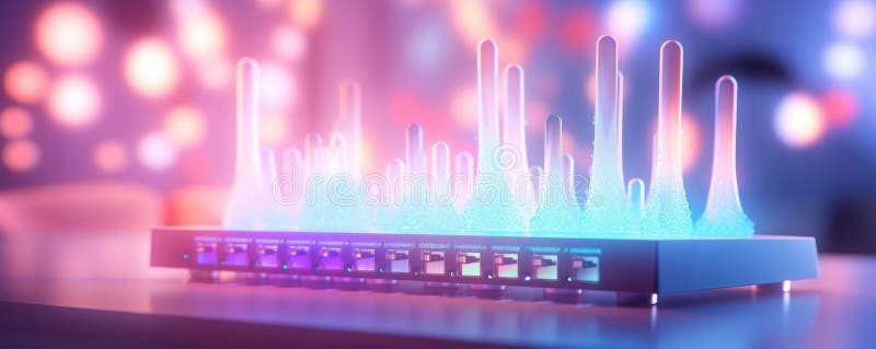 The Light Glowing Behind a Router Stock Photo - Image of generative ... The Light Glowing Behind a Router Stock Photo - Image of generative ...