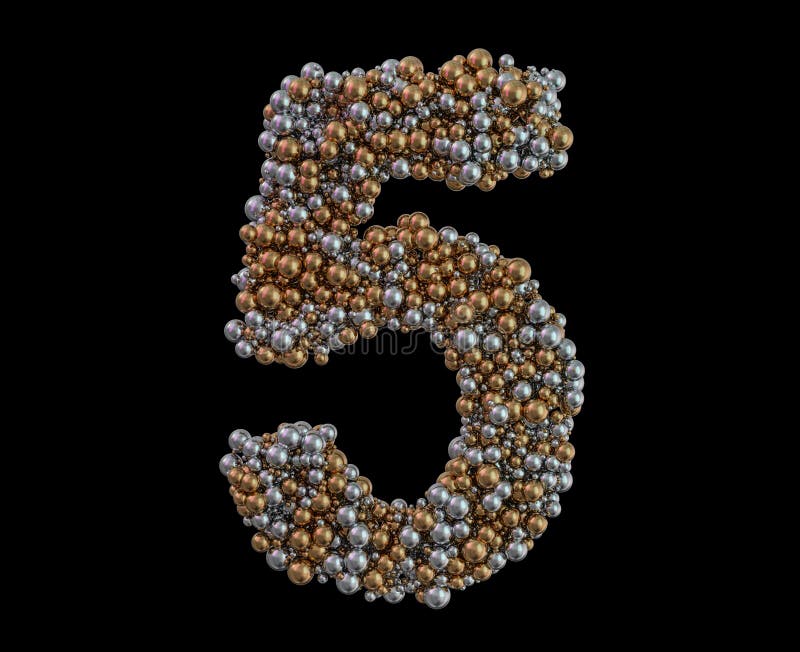 Light Gold Digit Five on the Background. 3D Stock Illustration ...