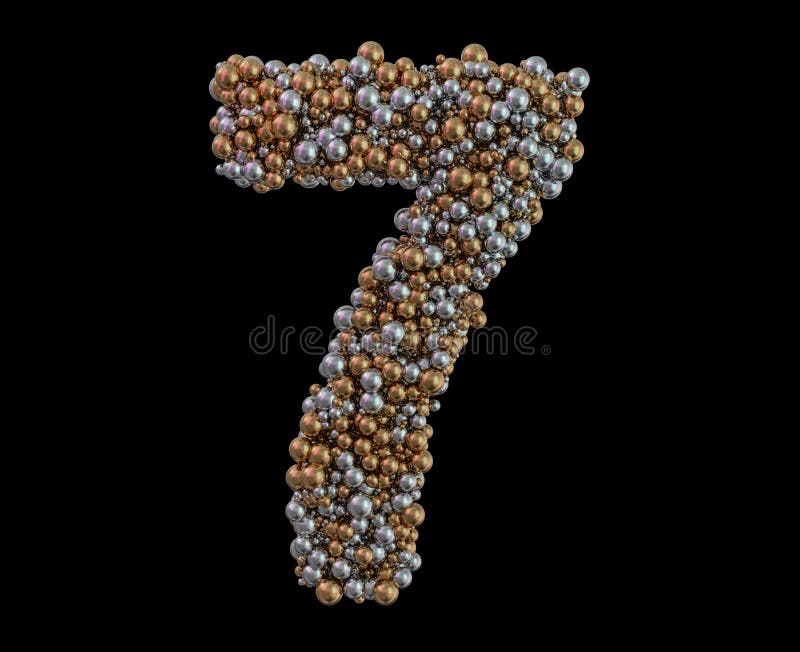 Light Gold Digit Seven on the Background. 3D Stock Illustration ...