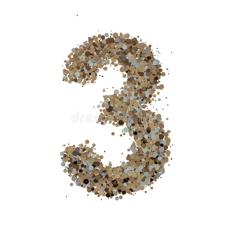 Gold Glittering Number Three 3 On Black Background Stock Vector ...