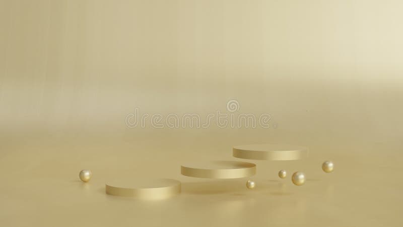 Light Gold Round Podium for Product Showcase, 3D Rendering Stock ...
