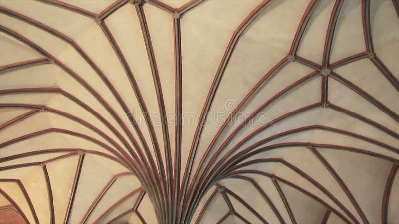 Light Gothic Ceiling in the Castle Malbork in Poland Stock Footage ...