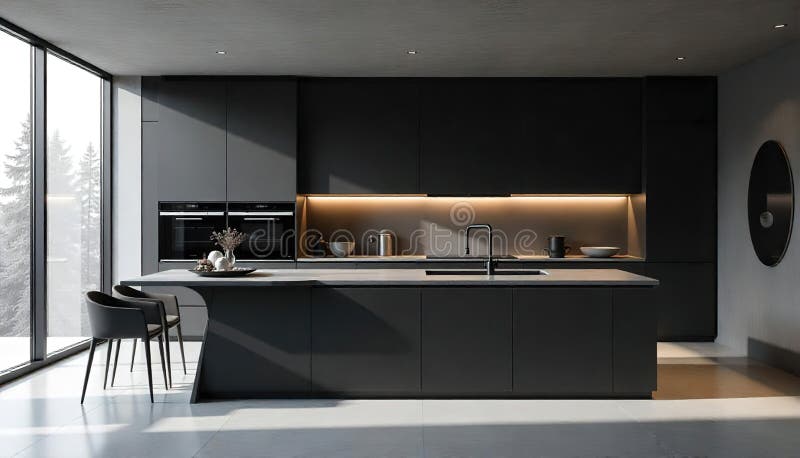 Light Graphite Kitchen Angular Smooth T-shaped Polygonal Kitchen ...