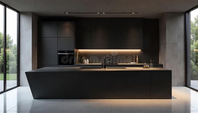Light Graphite Kitchen Angular Smooth T-shaped Polygonal Kitchen ...