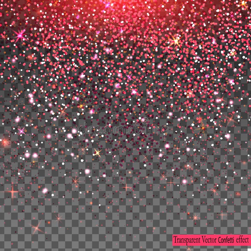 Falling Shiny Red Glitter Confetti Isolated on Transparent Background ...
