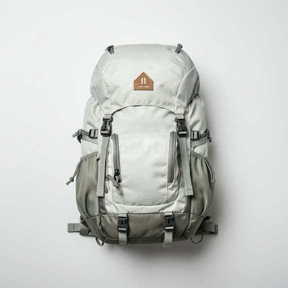 Light Gray Backpack Featuring Multiple Compartments and Adjustable ...