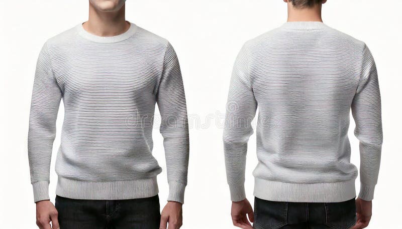 Light Gray Crew Neck Sweater Front and Back Mockup with Minimalist ...