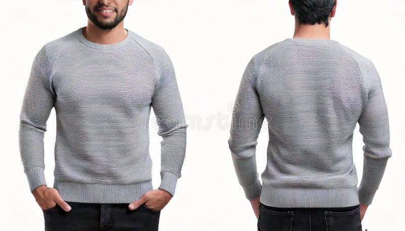 Light Gray Crew Neck Sweater Front and Back Mockup with Minimalist ...