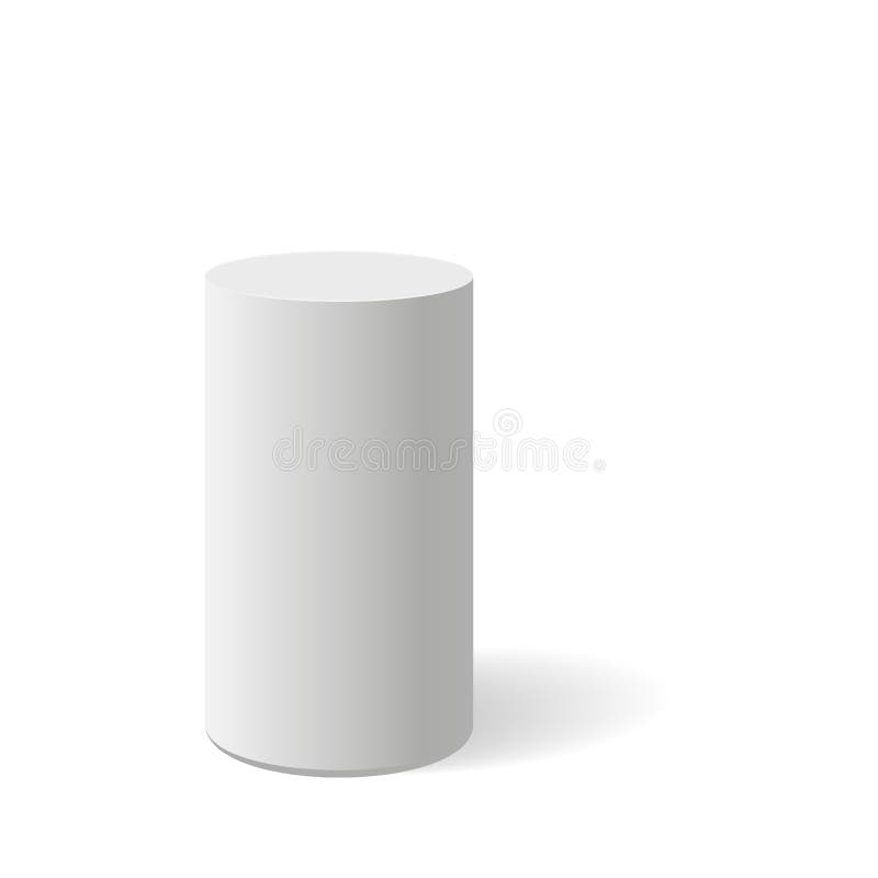 Light Gray Cylinder Template Isolated on White Background. 3D Object ...