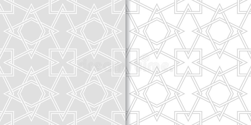 Light Gray Geometric Seamless Patterns Stock Vector - Illustration of ...