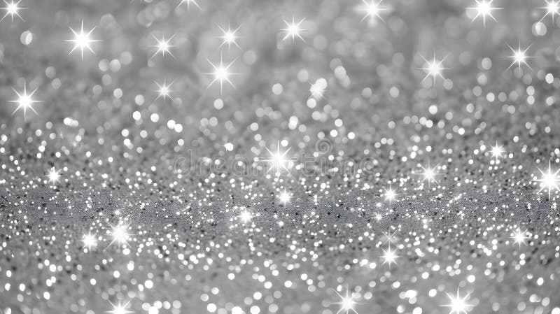 Light Gray Glitter Background with Shiny White Stars Stock Illustration ...