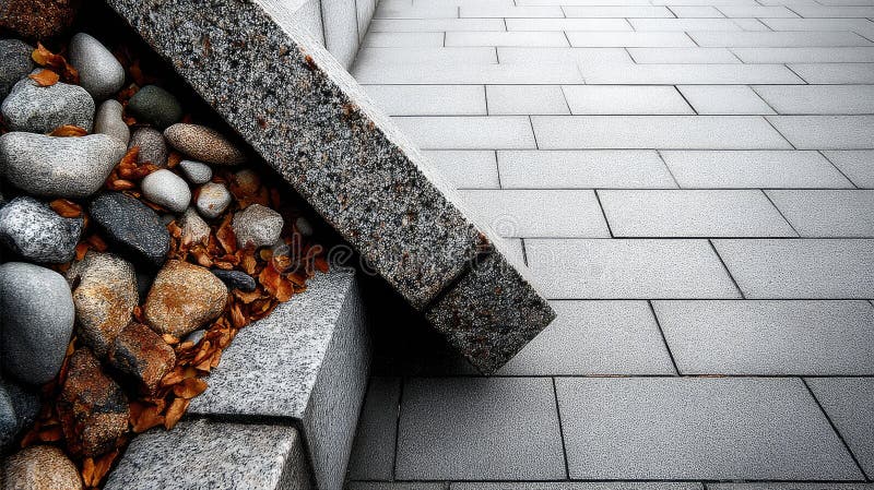 Light Gray Granite Pavers Create a Structured Layout Complemented by ...