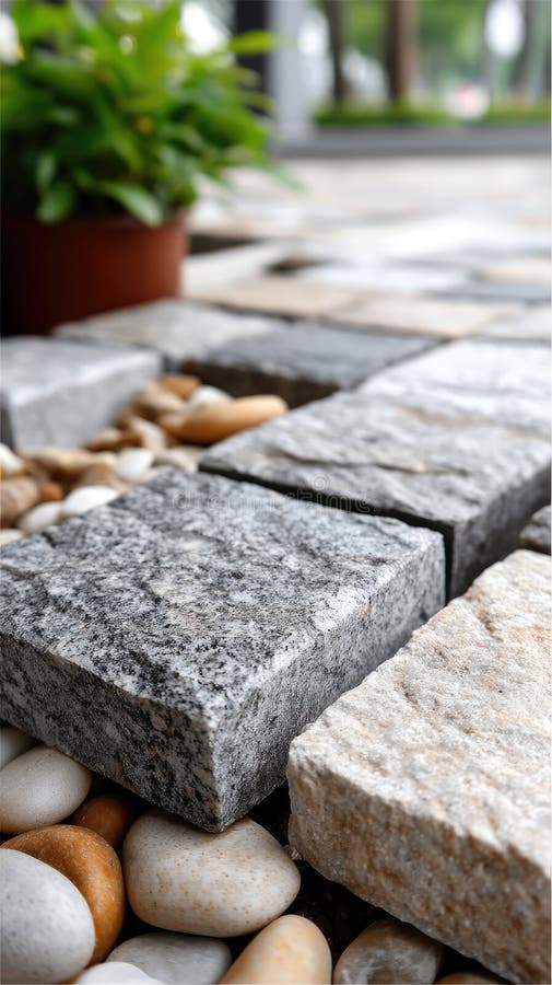 Light Gray Granite Pavers Create a Structured Layout Complemented by ...