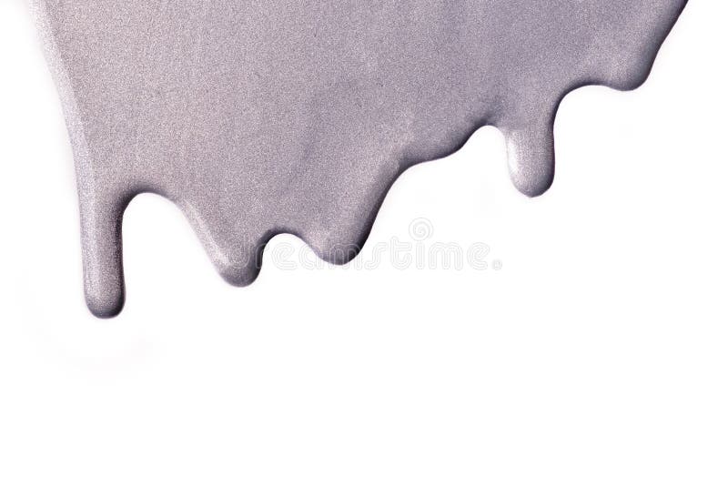 Light Gray Liquid Drops of Paint Color Flow Down on White Background ...