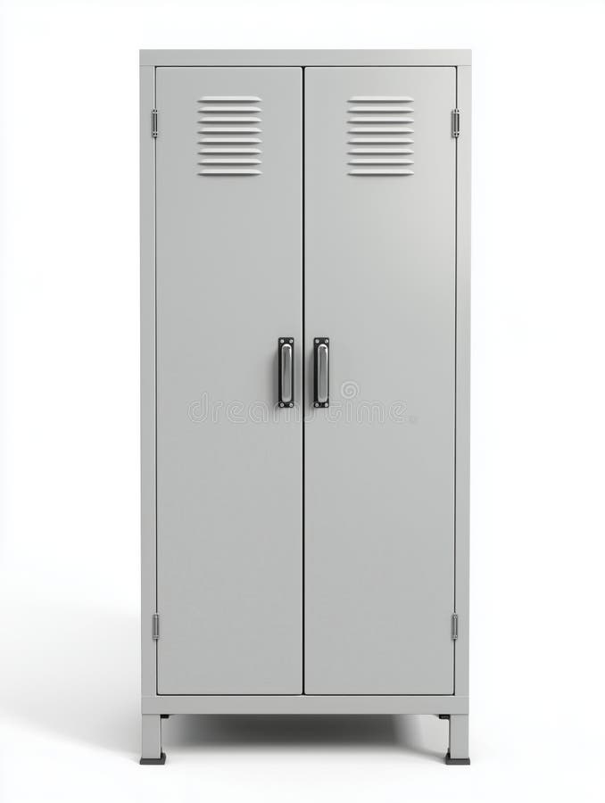 Light Gray Locker Front View Isolated on White Background Showcasing a ...