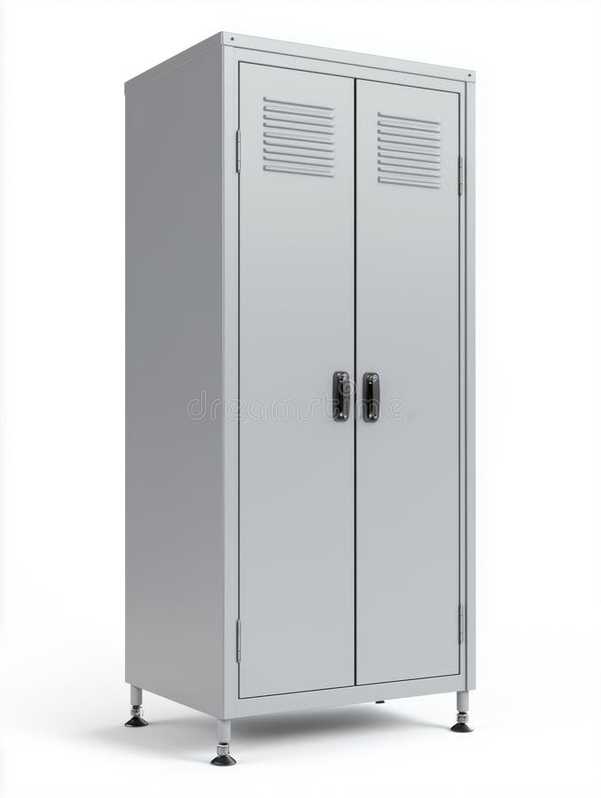 Light Gray Locker Front View Isolated on White Background for Storage ...