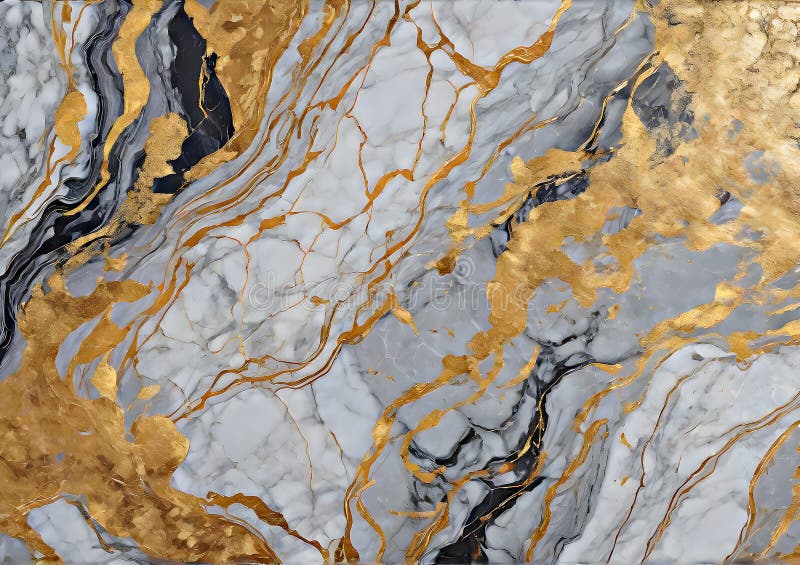 Light Gray Marble Texture with Golden Lines. Closeup of Gray Marble ...