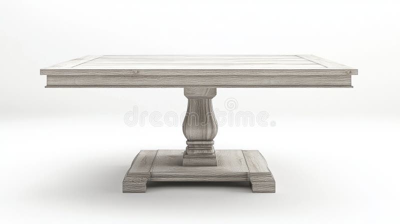 Light Gray Rectangular Pedestal Dining Table on White Background Stock ...