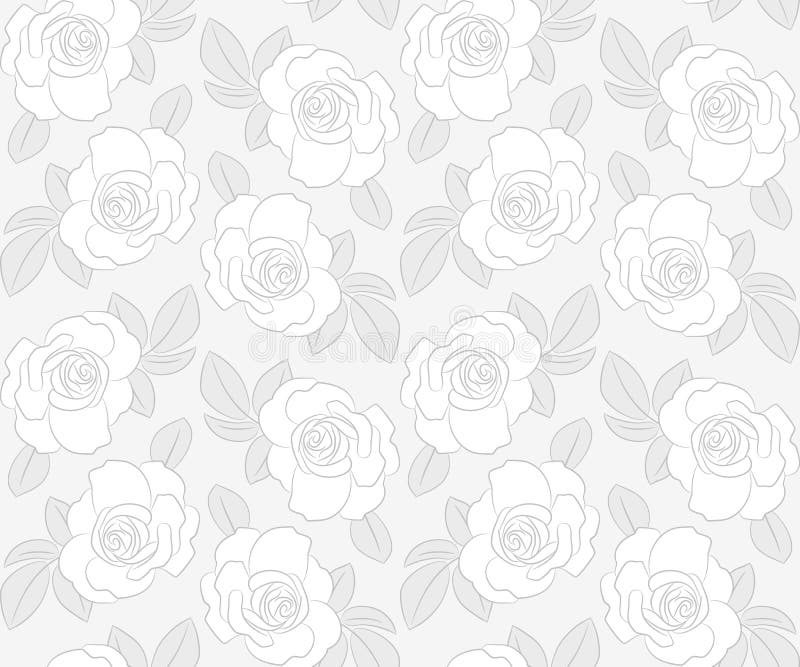 Light Gray Roses Seamless Pattern Stock Vector - Illustration of flora ...