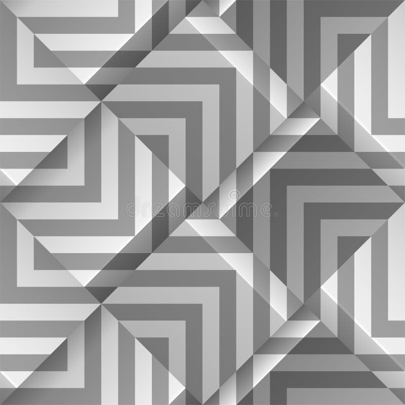 Light Gray Seamless Geometric Pattern. Volume Cubes with Strips. Vector ...