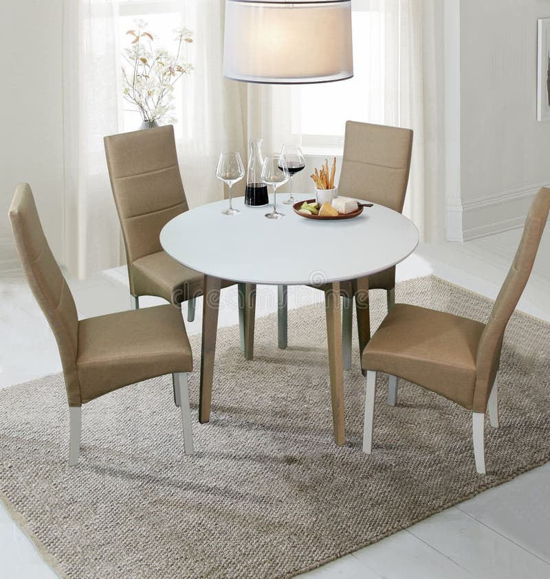 Light Gray Skin Chair and Dining Table Stock Photo - Image of furniture ...