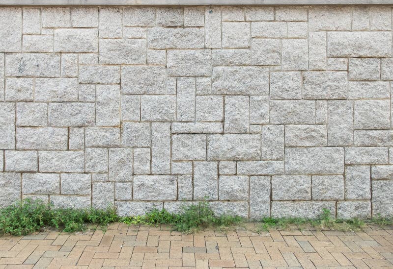 Light Gray Stone Wall Background Texture with Brown Stone Ground and ...